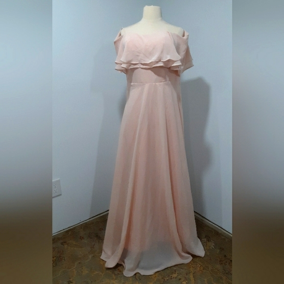 Dresses | Pale Pink Ruffle Top Gown | Poshmark